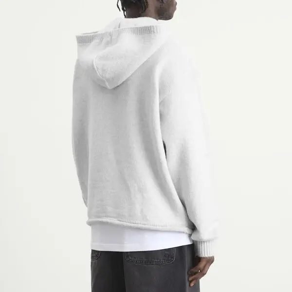 ANNIE HOOD Knit Hoodie With Collegiate Logo - Grey