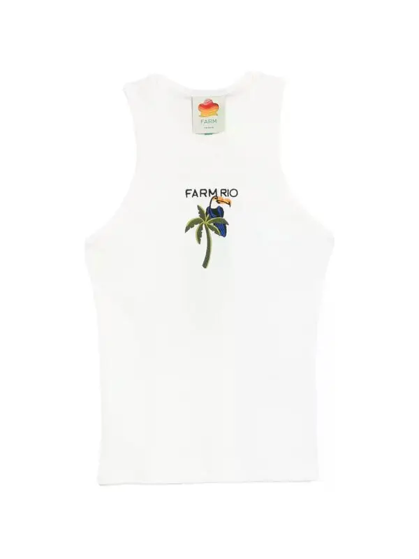 Farm Rio Embroidered Tank Top - White