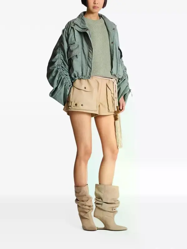 Balmain Gathered-sleeve Jacket - Green