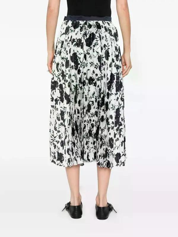 Sacai Mix-print Pleated Midi Skirt