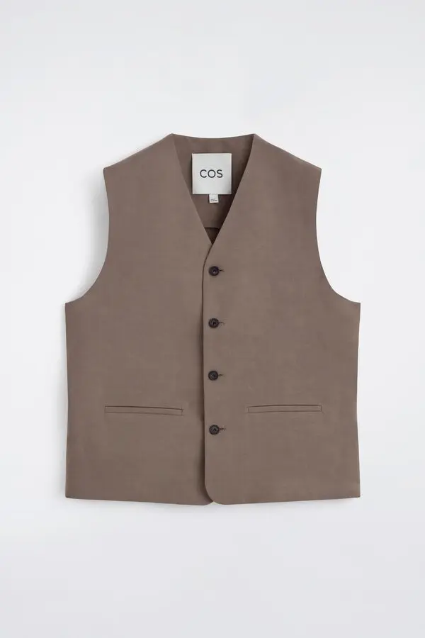Cos Linen-blend Sleeveless Vest - Brown