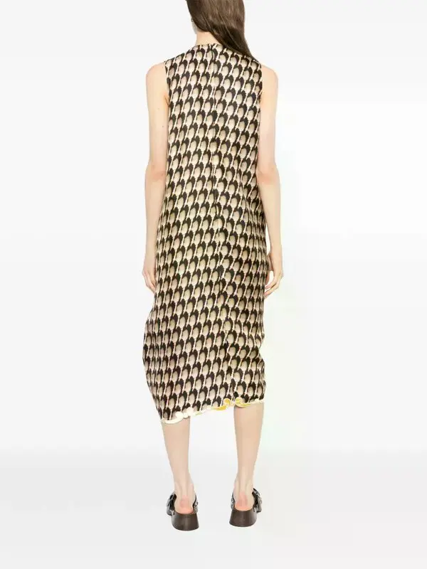Biyan Mix Twill Silk Print Dress