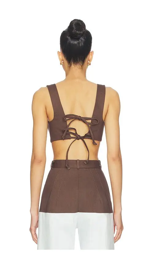 Matthew Bruch Tie Back Crop Top - Chocolate