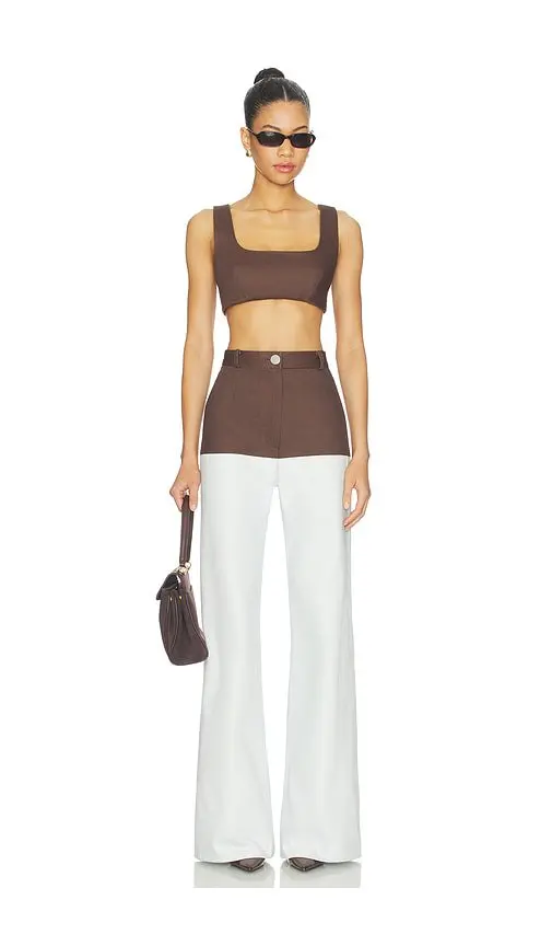 Matthew Bruch Tie Back Crop Top - Chocolate