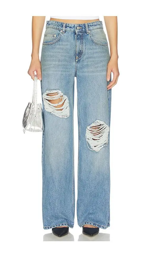AREA Crystal Fray Relaxed Jean - Blue