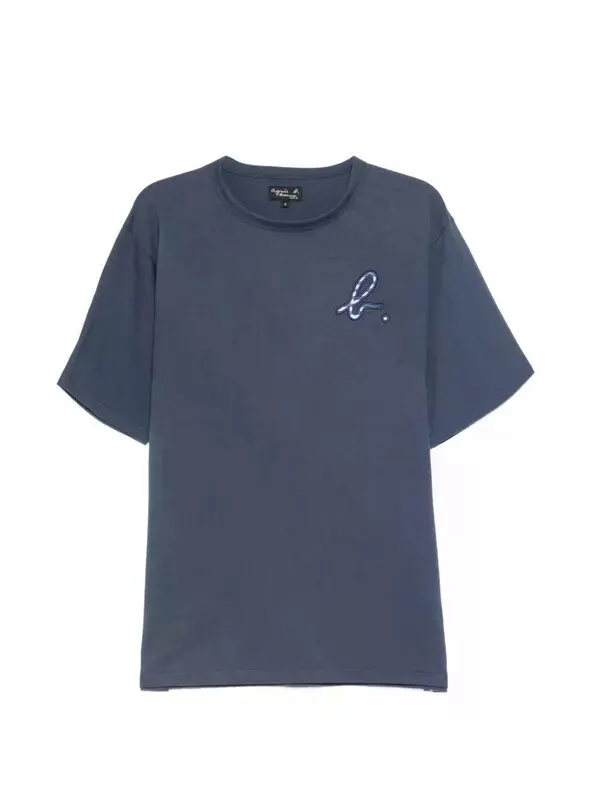 AGNES B. Logo-embroidered T-shirt - Blue