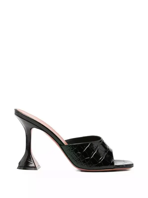 Amina Muaddi Lupita Crocodile-embossed Sandals - Black