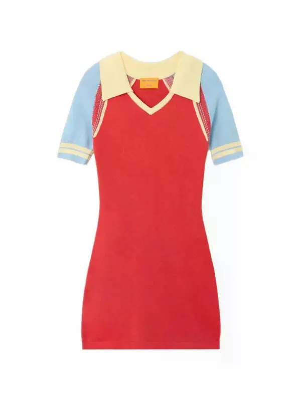 Guest In Residence V-neck Polo-collar Mini Dress - Red