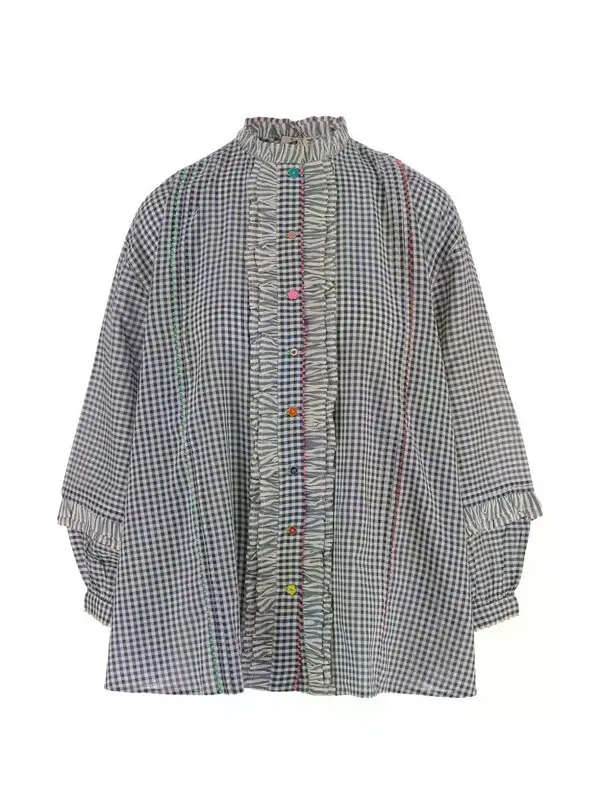 Pero Checked Shirt With Ruffle Trim