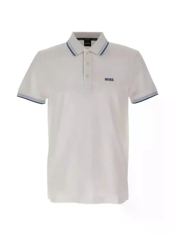 BOSS Striped-trim Pique Polo Shirt - Neutrals