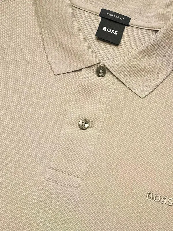 BOSS Pallas Logo-embroidered Cotton-piqué Polo Shirt - Neutrals