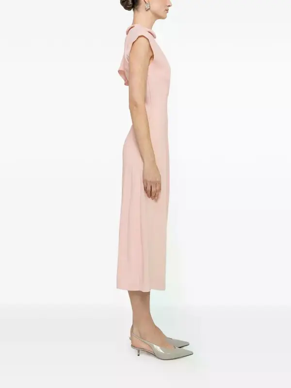 NISSA A-line Ruffle Midi Dress - Pink