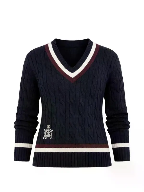 Ralph Lauren Cable-knit V-neck Sweater - Blue
