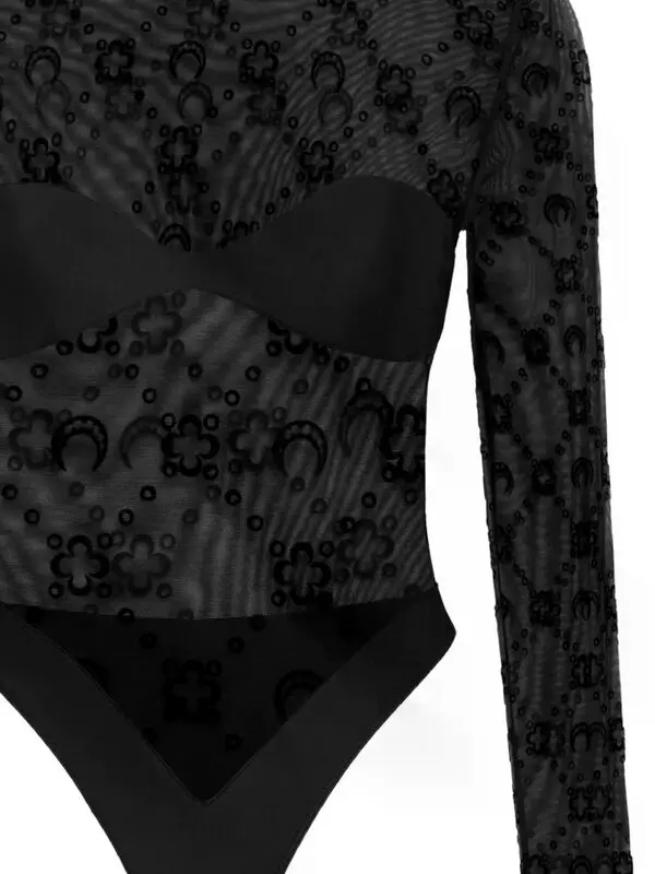 MARINE SERRE Moonogram Long-sleeve Bodysuit - Black