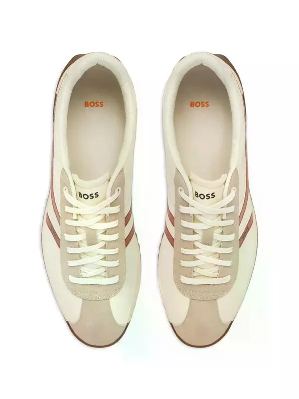 BOSS Logo Trainers With Faux Suede Trims - Neutrals