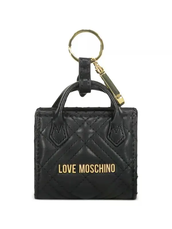 Moschino Quilted Bag Keyring - Black
