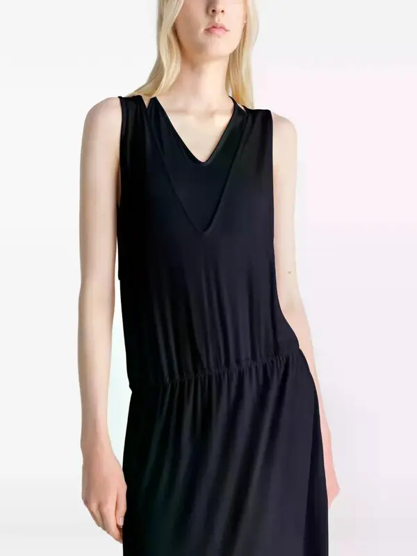 LEMAIRE Draped Double Layer Midi Dress - Black