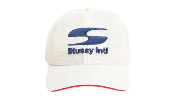StÜssy Mid-depth Moto S Mesh Trucker Cap - Bone