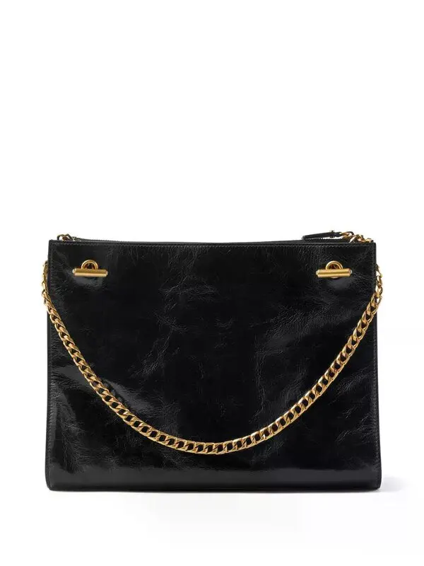 Versace Cabine Leather Shoulder Bag - Black