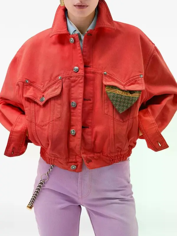 Versace Oversized Denim Blouson - Red