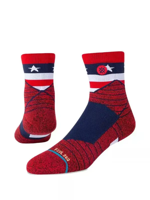 Stance Star-print Striped Crew Socks - Red