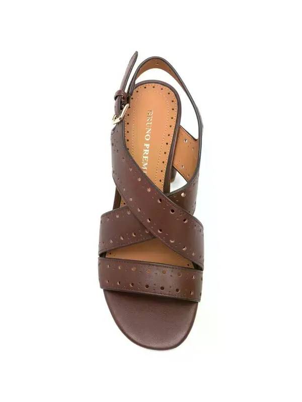 BRUNO PREMI Criss-cross Perforated Sandals - Brown