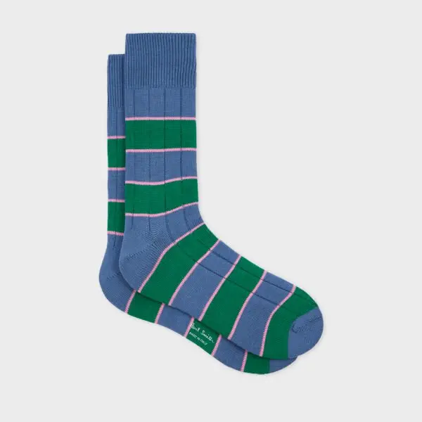 Paul Smith Ribbed Cotton-blend Socks - Blue