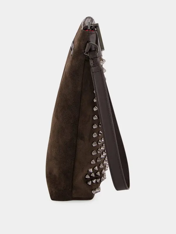 CHRISTIAN LOUBOUTIN Funky Cafe Leather Spike Pouch - Brown