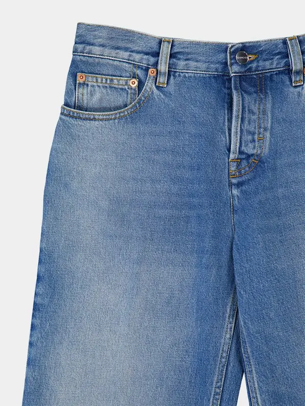 Gucci Light Wash Straight Fit Denim Pants - Blue