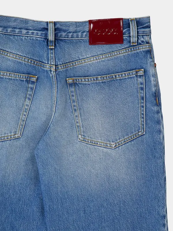 Gucci Light Wash Straight Fit Denim Pants - Blue