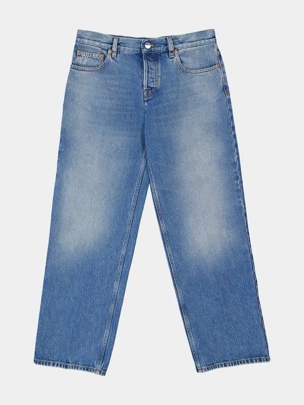 Gucci Light Wash Straight Fit Denim Pants - Blue
