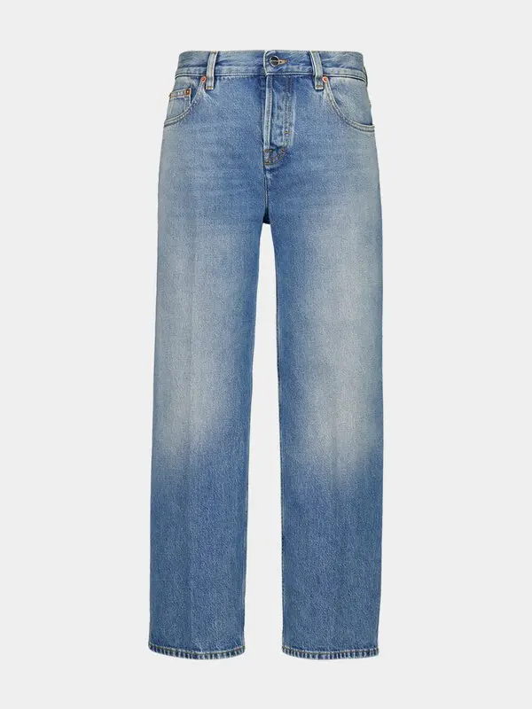 Gucci Light Wash Straight Fit Denim Pants - Blue
