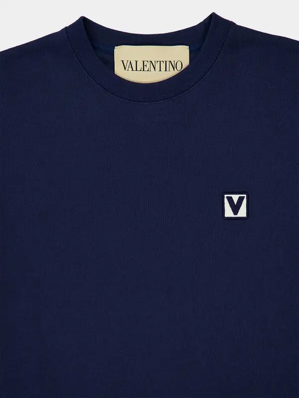 Valentino Garavani Cotton Sweatshirt With Chez Patch - Blue