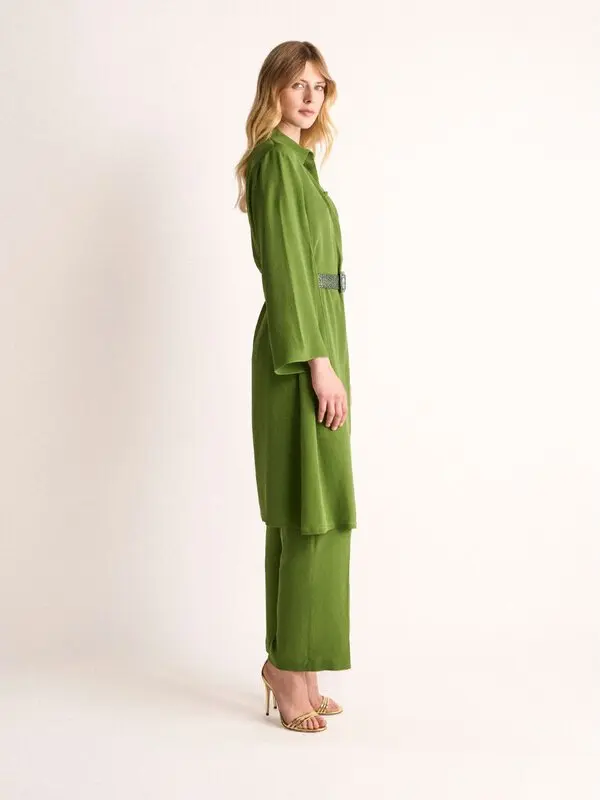 PAULA Chanterelle Garden Silk Midi Dress