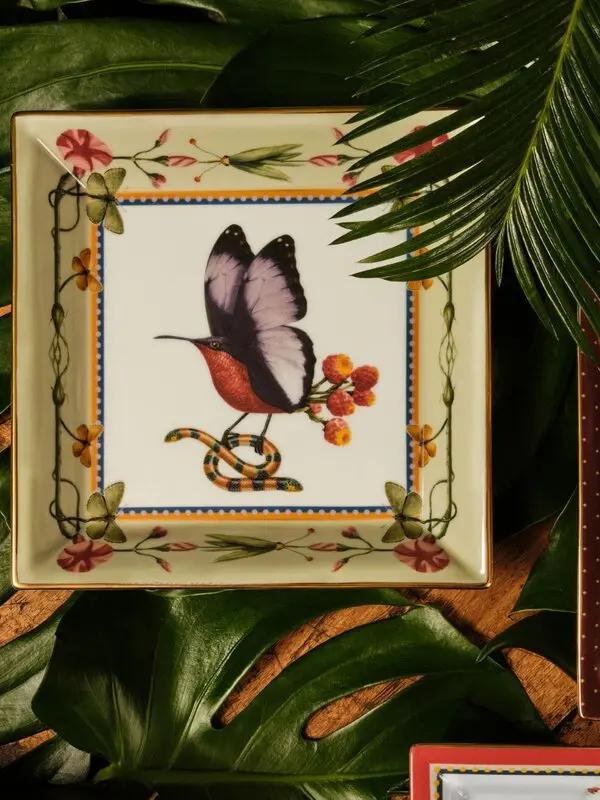 La DoubleJ Butterbird Salvia Porcelain Trinket Tray - Multicolour