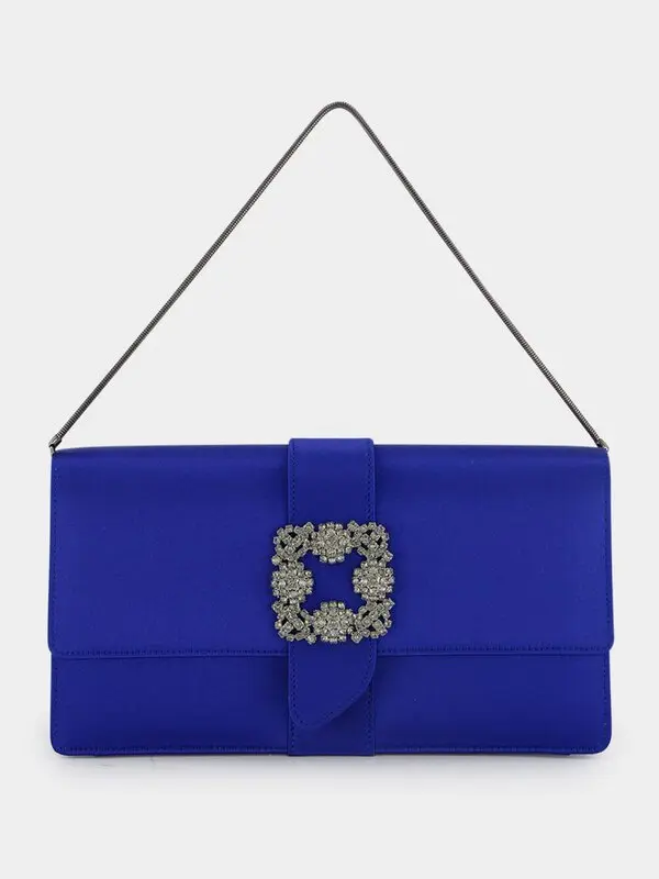 Manolo Blahnik Capri Satin Clutch - Blue