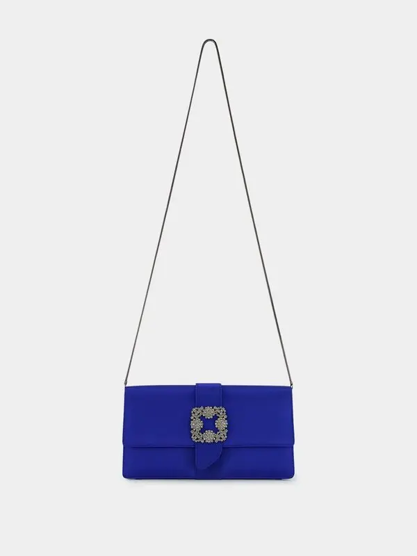 Manolo Blahnik Capri Satin Clutch - Blue