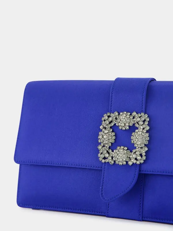 Manolo Blahnik Capri Satin Clutch - Blue