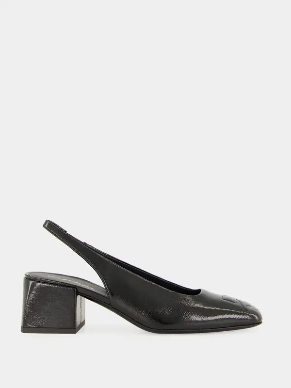 COURREGES Vinyl Slingback Heels - Black