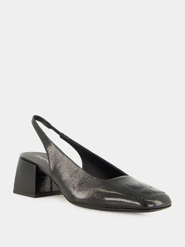 COURREGES Vinyl Slingback Heels - Black