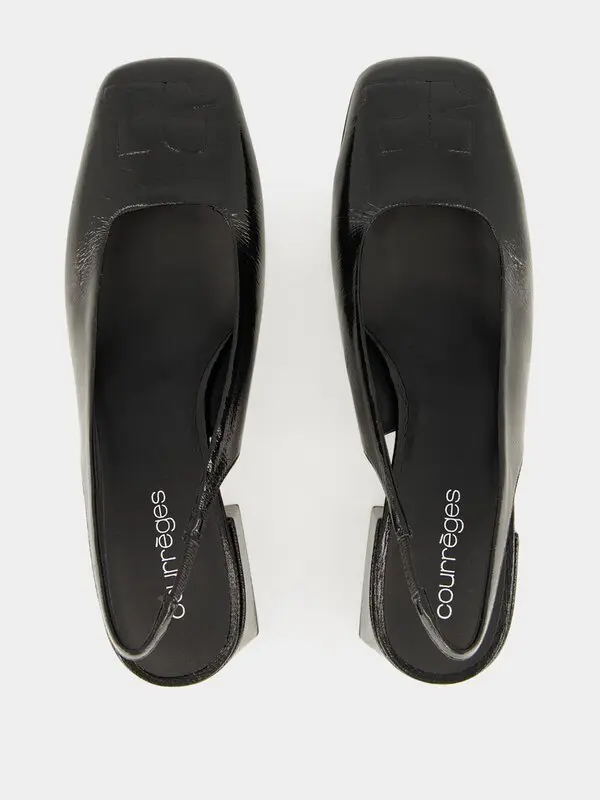 COURREGES Vinyl Slingback Heels - Black