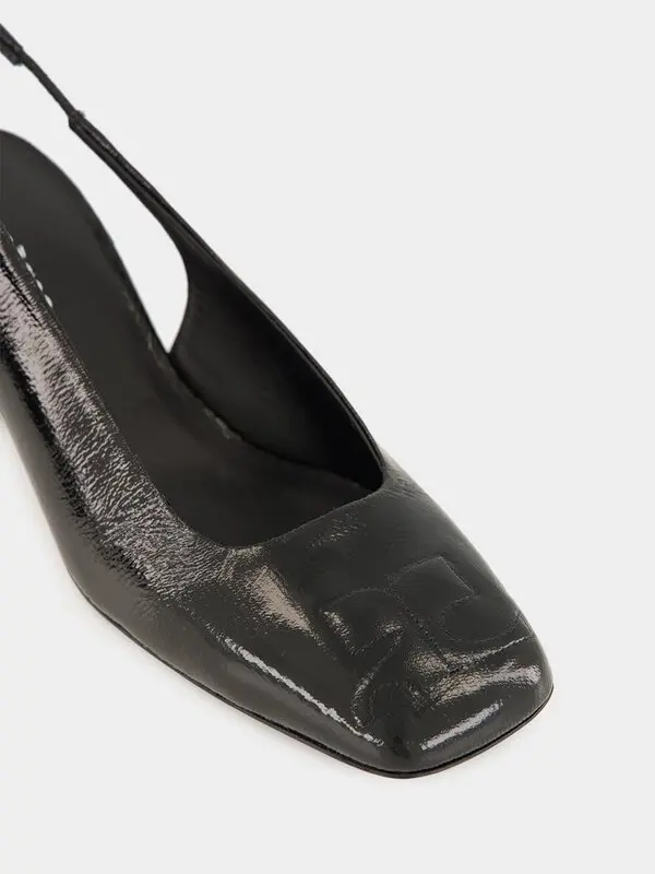 COURREGES Vinyl Slingback Heels - Black