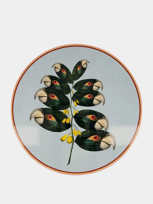 La DoubleJ Parrotstem Round Wooden Placemat - Multicolour