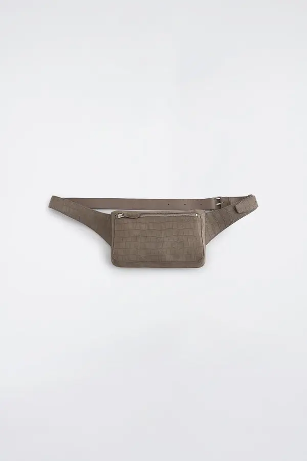 Cos Croc-effect Suede Brunswick Belt Bag - Beige