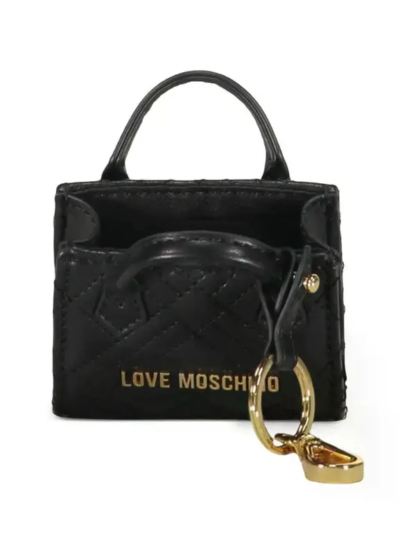 Moschino Quilted Bag Keyring - Black