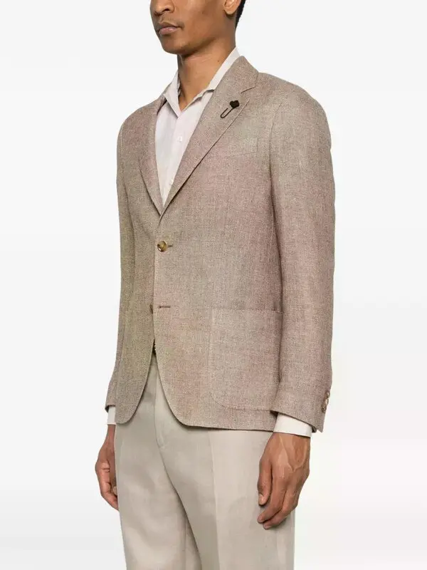 LARDINI Notched-lapel Flap-pocket Blazer - Neutrals