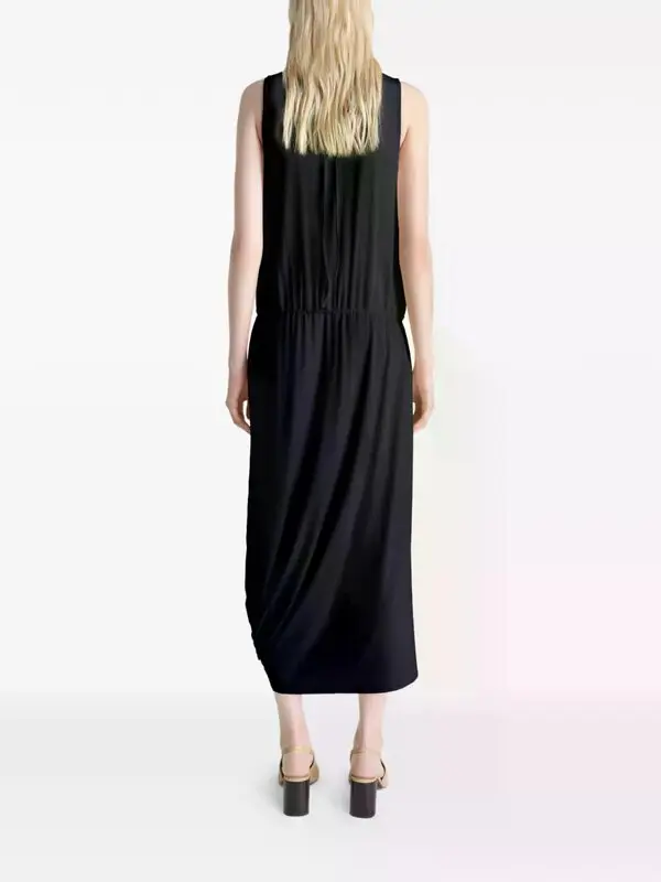 LEMAIRE Draped Double Layer Midi Dress - Black