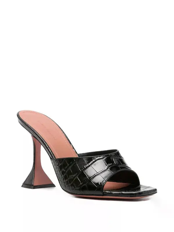 Amina Muaddi Lupita Crocodile-embossed Sandals