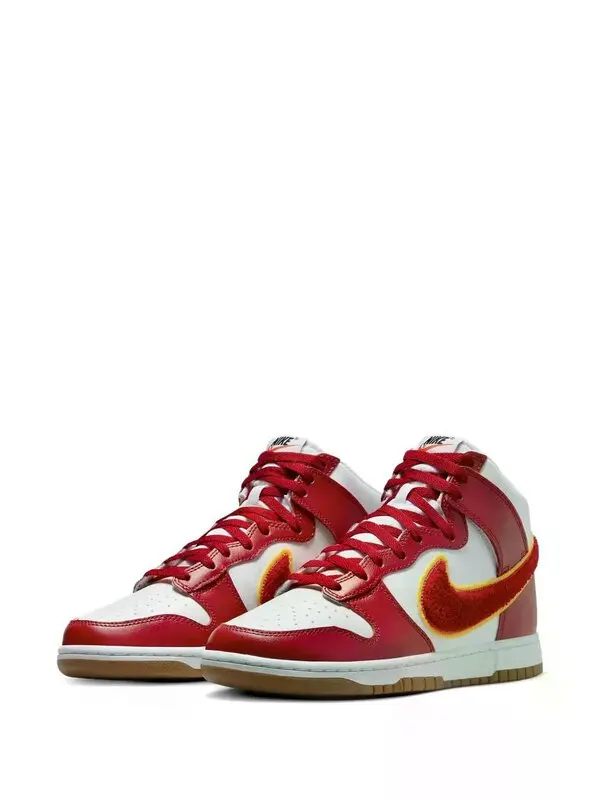 Nike Dunk High Chenille Swoosh Sneakers - Red