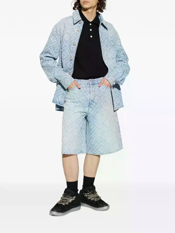 Casablanca Pearl Monogram Denim Shorts - Blue